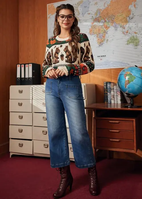 MODCLOTH Boardwalk Beauty Wide Leg Crop Jeans