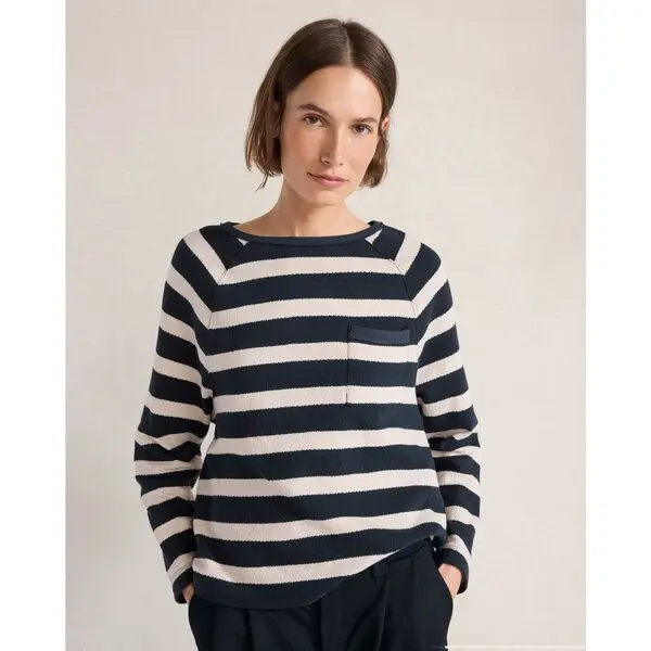 HAVEN WELL WITHIN Cotton Slub Jersey Striped Raglan Top - Nightfall/chantrelle