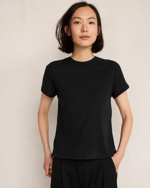 HAVEN WELL WITHIN Cotton Slub Fitted Tee - Black
