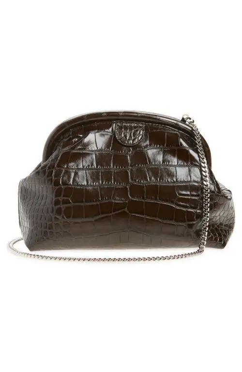 Stella McCartney Falabella Croc Embossed Faux Leather Soft Clutch