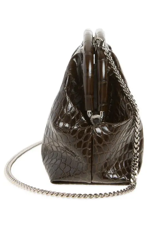 Stella McCartney Falabella Croc Embossed Faux Leather Soft Clutch