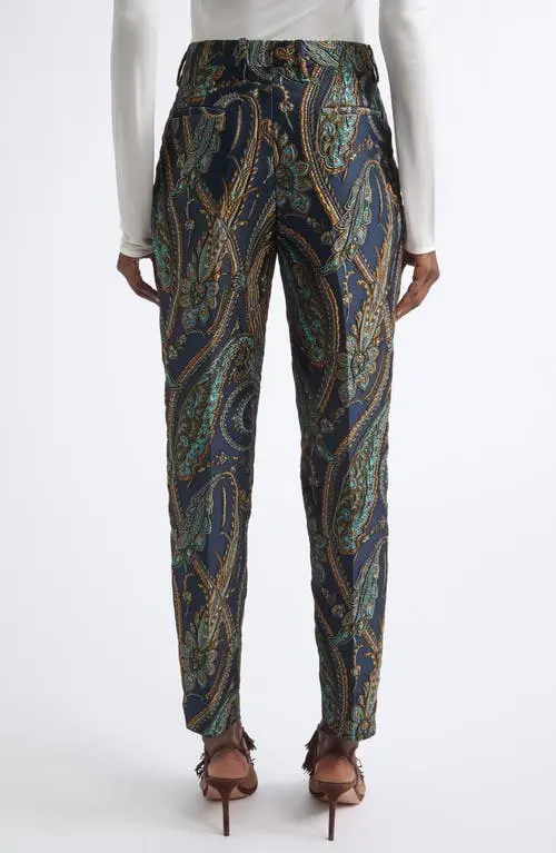 Etro Bristol Paisley Jacquard Slim Leg Ankle Pants