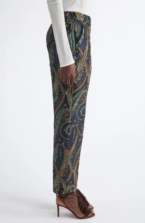 Etro Bristol Paisley Jacquard Slim Leg Ankle Pants