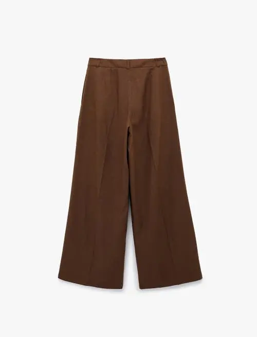 Koton Linen Blend Wide Leg Pants With Pleat