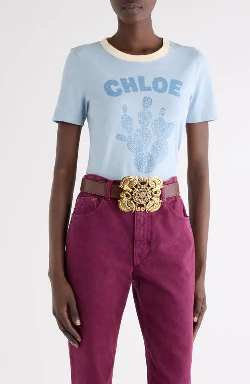 Chloé Forget Me Not Graphic Cotton T-shirt - Shadow Blue