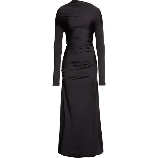 Victoria Beckham Draped Long Sleeve Column Gown