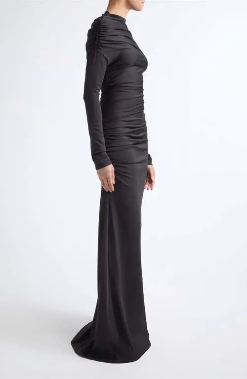 Victoria Beckham Draped Long Sleeve Column Gown