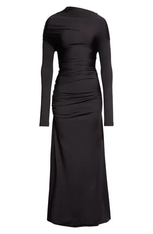 Victoria Beckham Draped Long Sleeve Column Gown