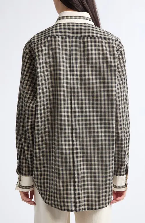 TANNER FLETCHER Gender Inclusive Pippa Trimmed Bordered Check Button-up Shirt