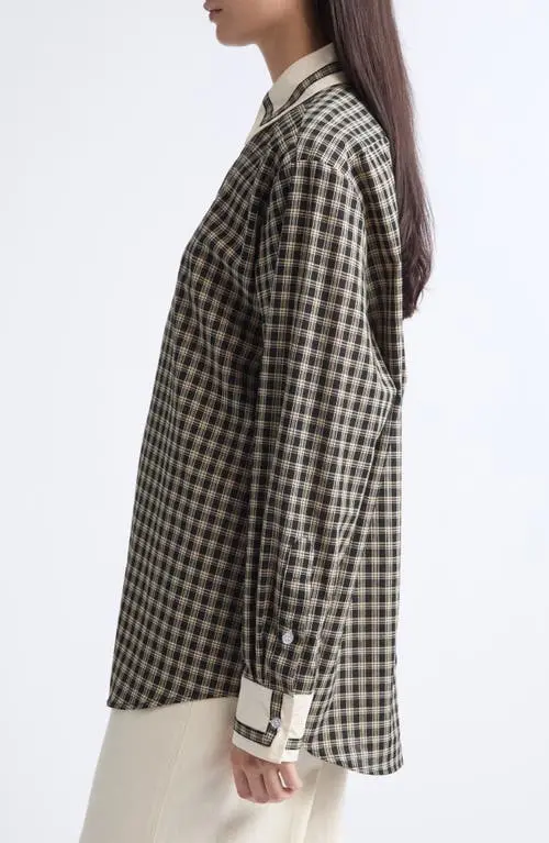 TANNER FLETCHER Gender Inclusive Pippa Trimmed Bordered Check Button-up Shirt