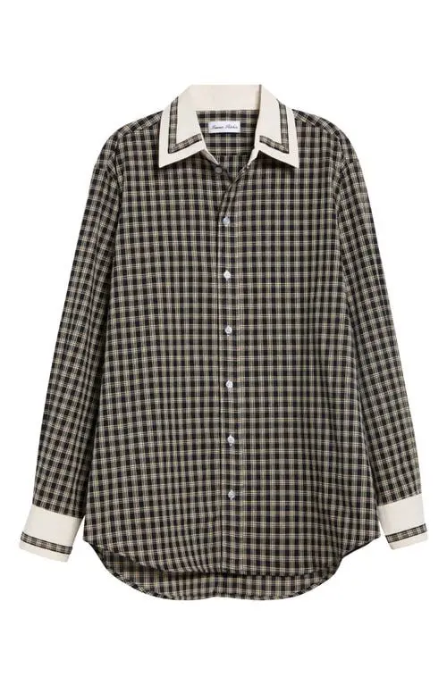 TANNER FLETCHER Gender Inclusive Pippa Trimmed Bordered Check Button-up Shirt