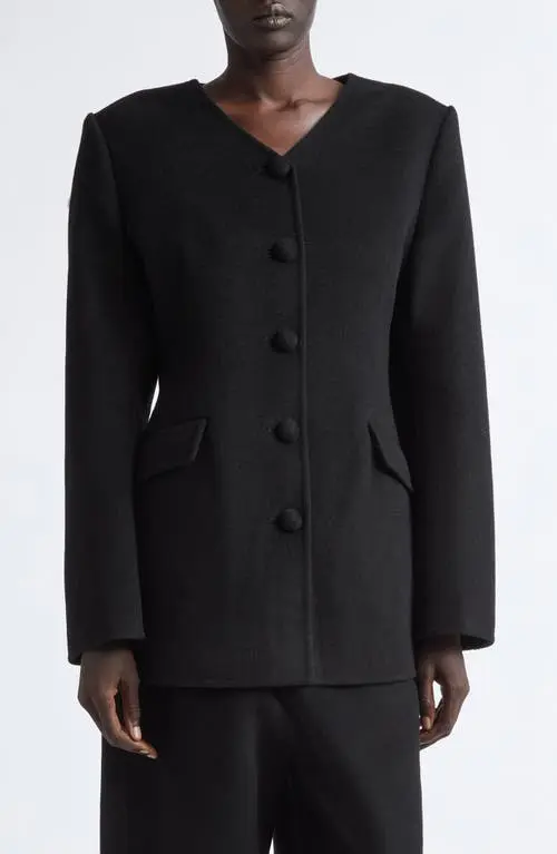 LISA YANG Wool & Cashmere Tailored V Neck Blazer
