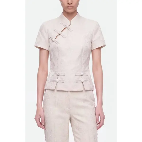 NOCTURNE Chinese Button Accessory Blouse - Ivory