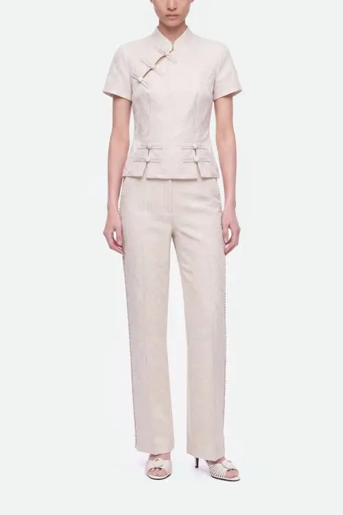 NOCTURNE Chinese Button Accessory Blouse