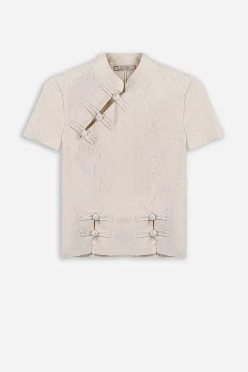 NOCTURNE Chinese Button Accessory Blouse