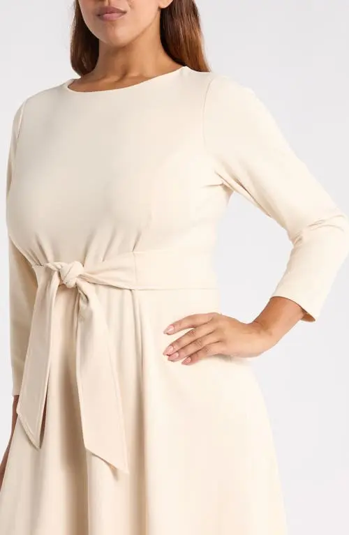Anne Klein Tie Waist Scuba Midi Dress