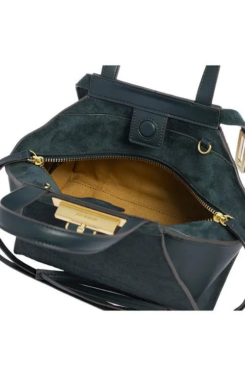 KENNETH COLE Crosby Small Leather & Haircalf Satchel - Loden