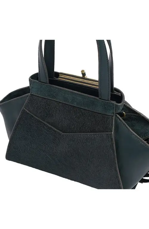 KENNETH COLE Crosby Small Leather & Haircalf Satchel - Loden