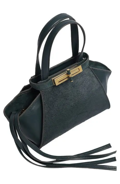 KENNETH COLE Crosby Small Leather & Haircalf Satchel - Loden