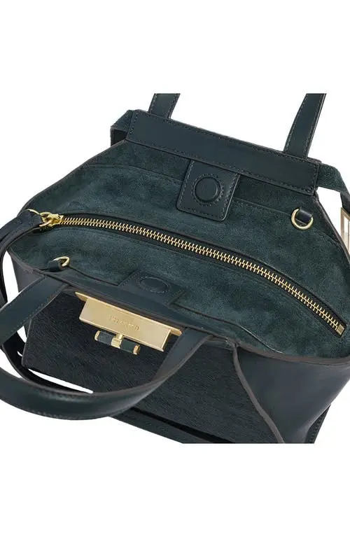 KENNETH COLE Crosby Small Leather & Haircalf Satchel - Loden