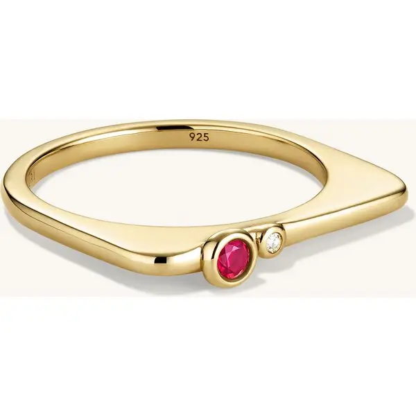 Mejuri Puzzle Stacking Ring - Gold/lab Grown Ruby
