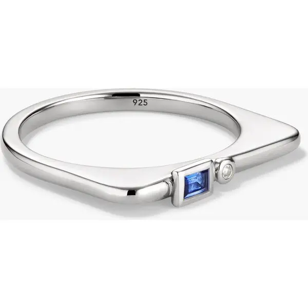 Mejuri Puzzle Stacking Ring - Silver/blue Sapphire