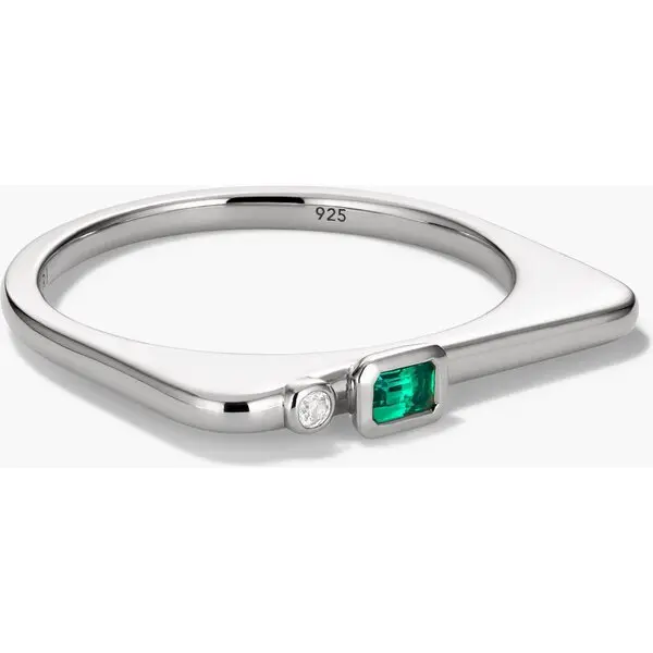 Mejuri Puzzle Stacking Ring - Silver/lab Grown Emerald