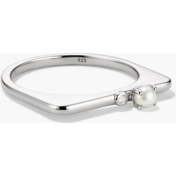 Mejuri Puzzle Stacking Ring - Silver/pearl