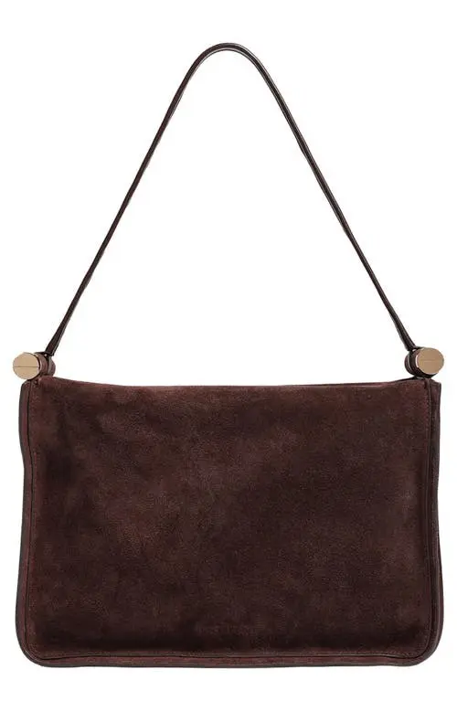 KENNETH COLE Highline Large Leather Shoulder Bag - Chocolate