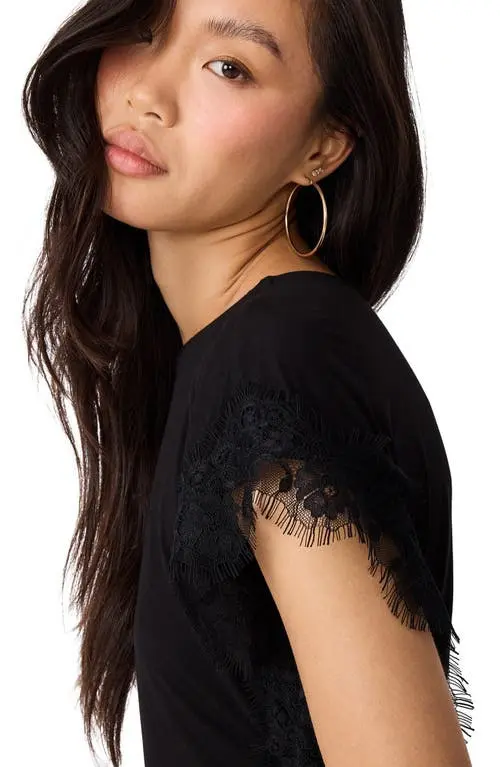 Steve Madden Paloma Lace Sleeve Knit Top