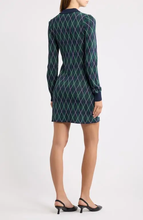 ROWING BLAZERS Argyle Long Sleeve Minidress