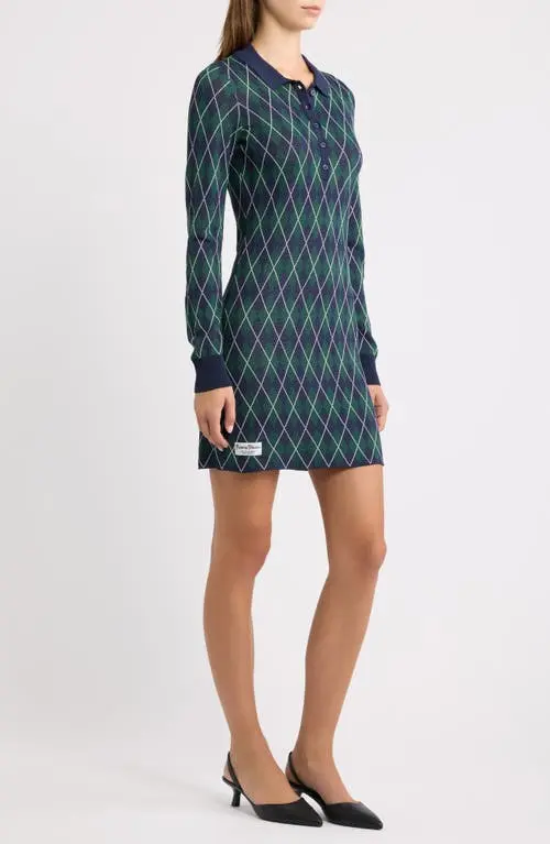 ROWING BLAZERS Argyle Long Sleeve Minidress