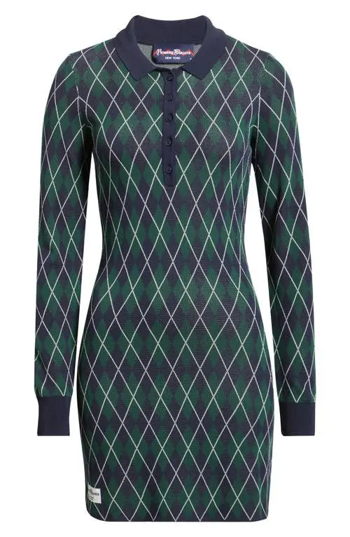 ROWING BLAZERS Argyle Long Sleeve Minidress