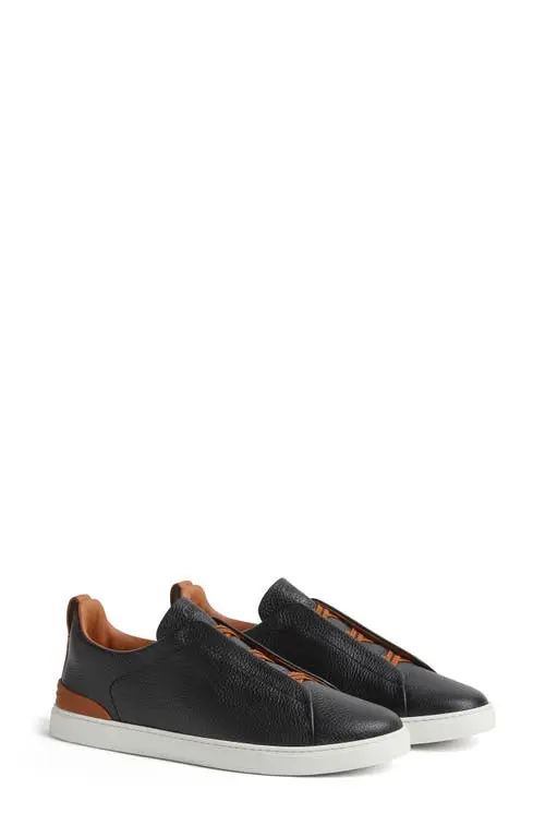 Zegna Triple Stitch™ Leather Slip-on Sneaker