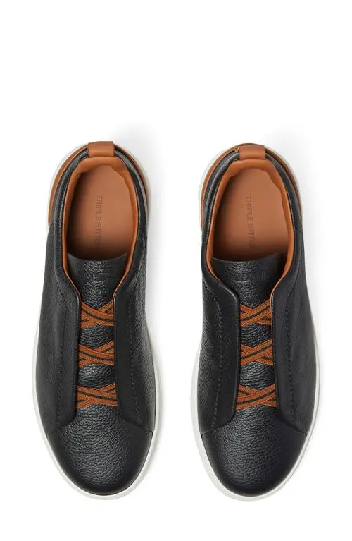 Zegna Triple Stitch™ Leather Slip-on Sneaker