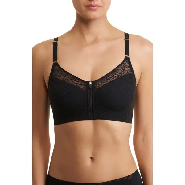 Natori Pretty Smooth Zip Front Prosthetic Bra - Black
