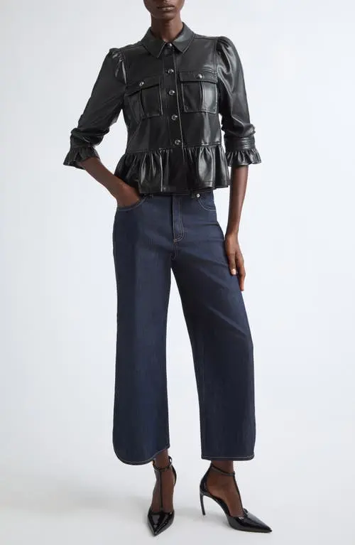 Cinq À Sept Delphy High Waist Crop Wide Leg Jeans