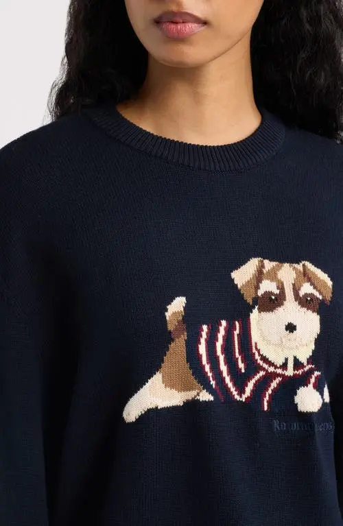 ROWING BLAZERS Terrier Dog Cotton Crewneck Sweater