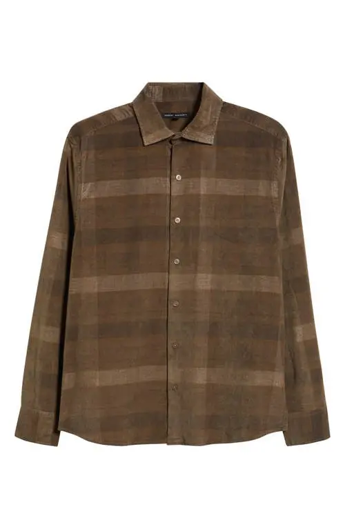 Robert Barakett Daban Long Sleeve Stretch Cotton Button Up Shirt - Brown