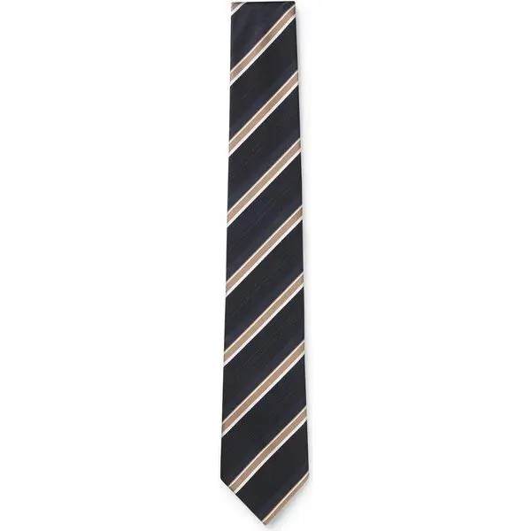 BOSS Striped Silk Blend Tie - Black