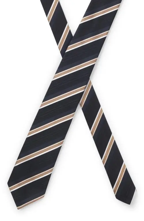 BOSS Striped Silk Blend Tie - Black