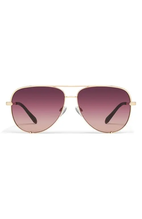 Quay High Key 64mm Extra Large Aviator Sunglasses - Gold/iris Doe