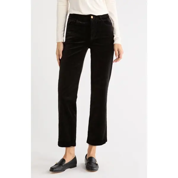 Paige Mason Velvet Ankle Straight Leg Jeans - Black Overdye