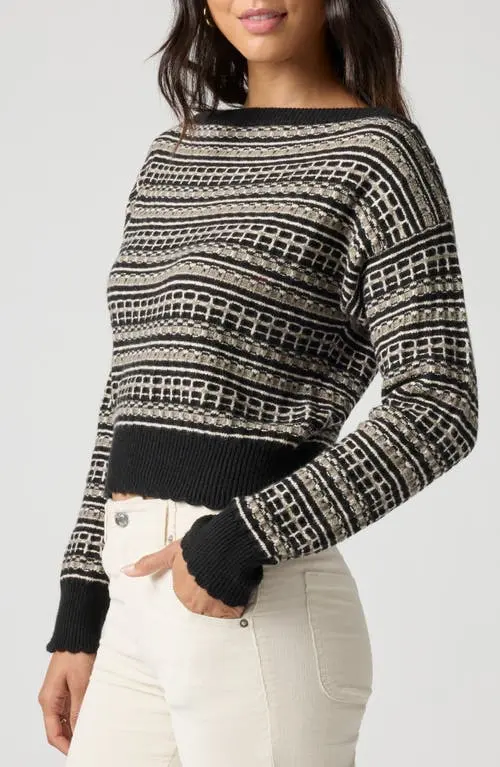 FLORENCE BY MILLS Off The Shoulder Textured Sweater - Black Multi