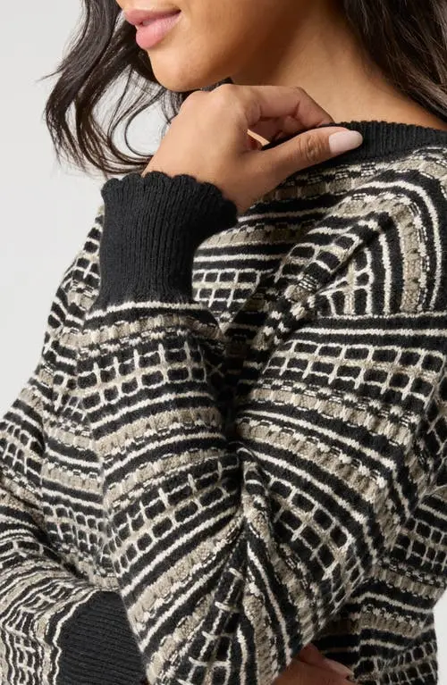 FLORENCE BY MILLS Off The Shoulder Textured Sweater - Black Multi