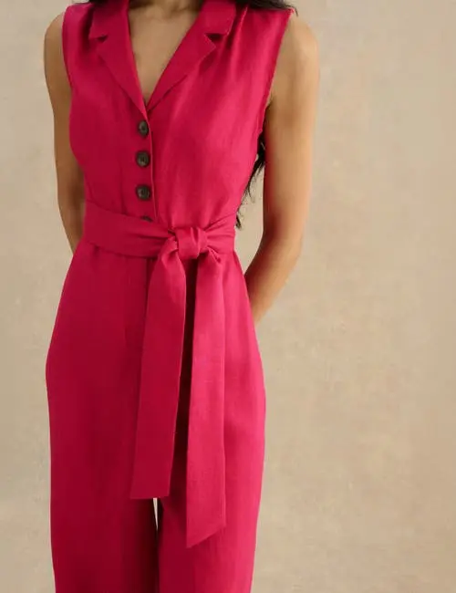 HOBBS LONDON Destiny Collared Linen Jumpsuit
