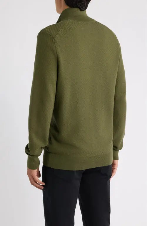 BOSS Loretti Full Zip Cotton Cardigan - Open Green