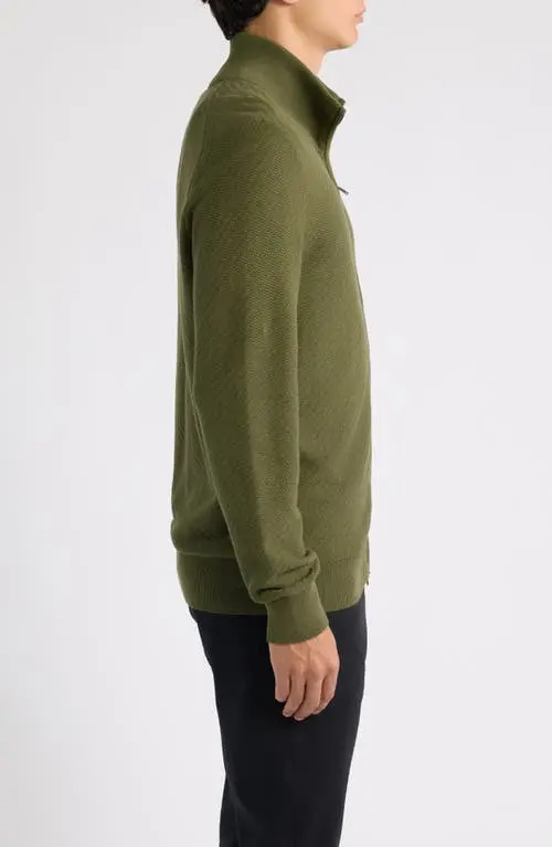 BOSS Loretti Full Zip Cotton Cardigan - Open Green