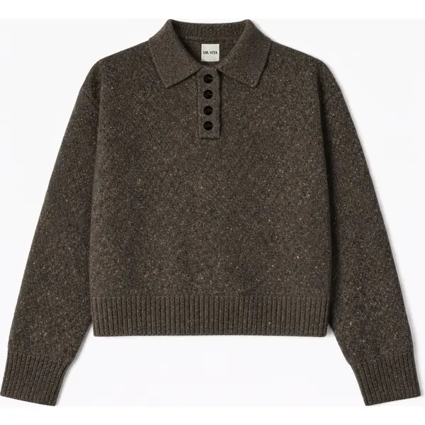 VIR VITA Frida Polo Cashmere Sweater - Oak