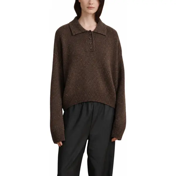 VIR VITA Frida Polo Cashmere Sweater - Oak